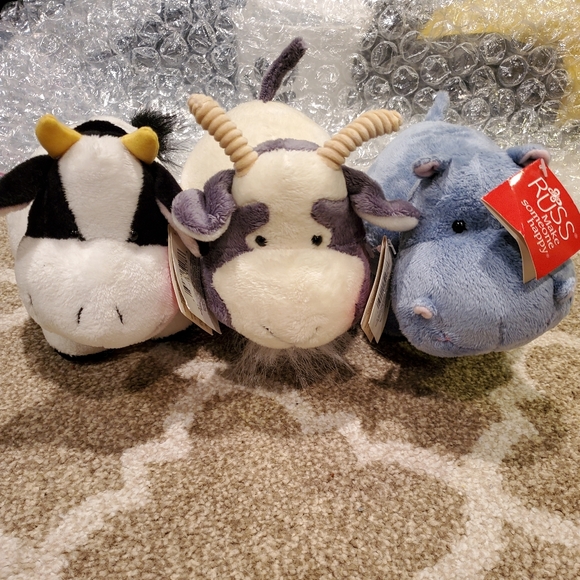 Russ | Toys | Russ Nwt Stuff Animals Hippo Goat Cow | Poshmark